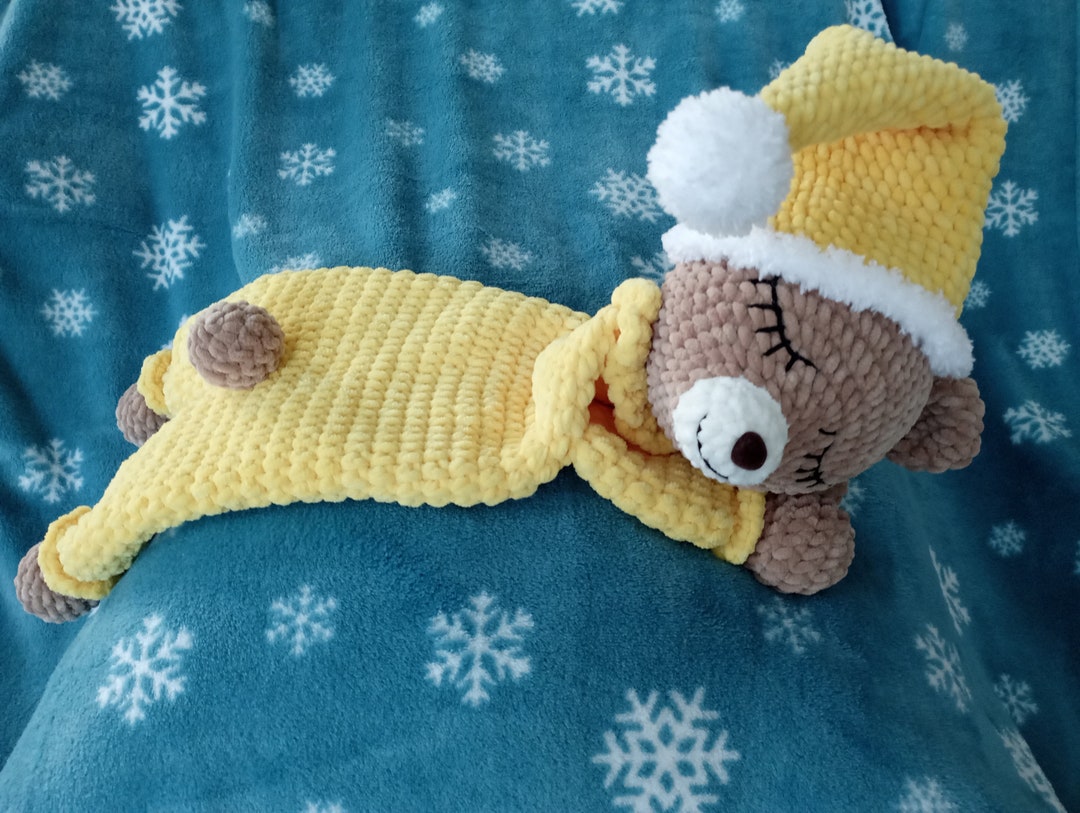 Soft Toy Sleeping Toy Teddy Bear in Sleeping Hat - Etsy