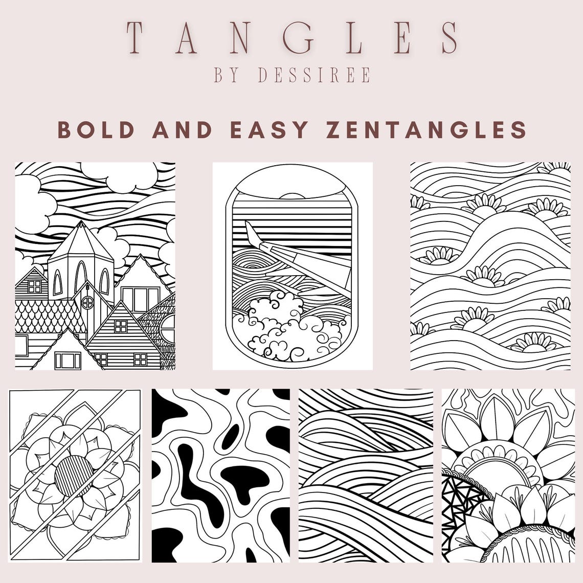 Bold & Easy Zentangle Coloring Pages - Etsy