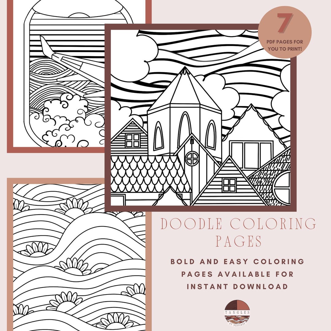 Bold & Easy Zentangle Coloring Pages - Etsy