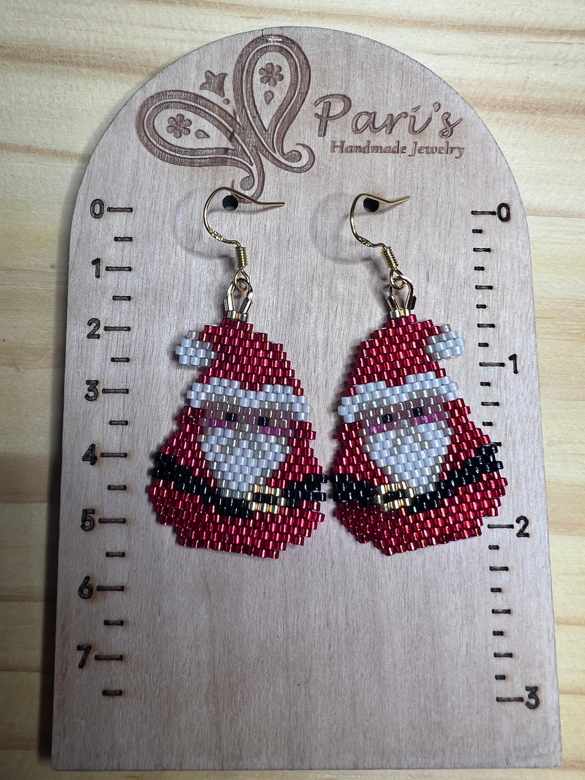 Santa Claus Christmas Xmas Pattern Brick Stitch Earrings With Sterling ...