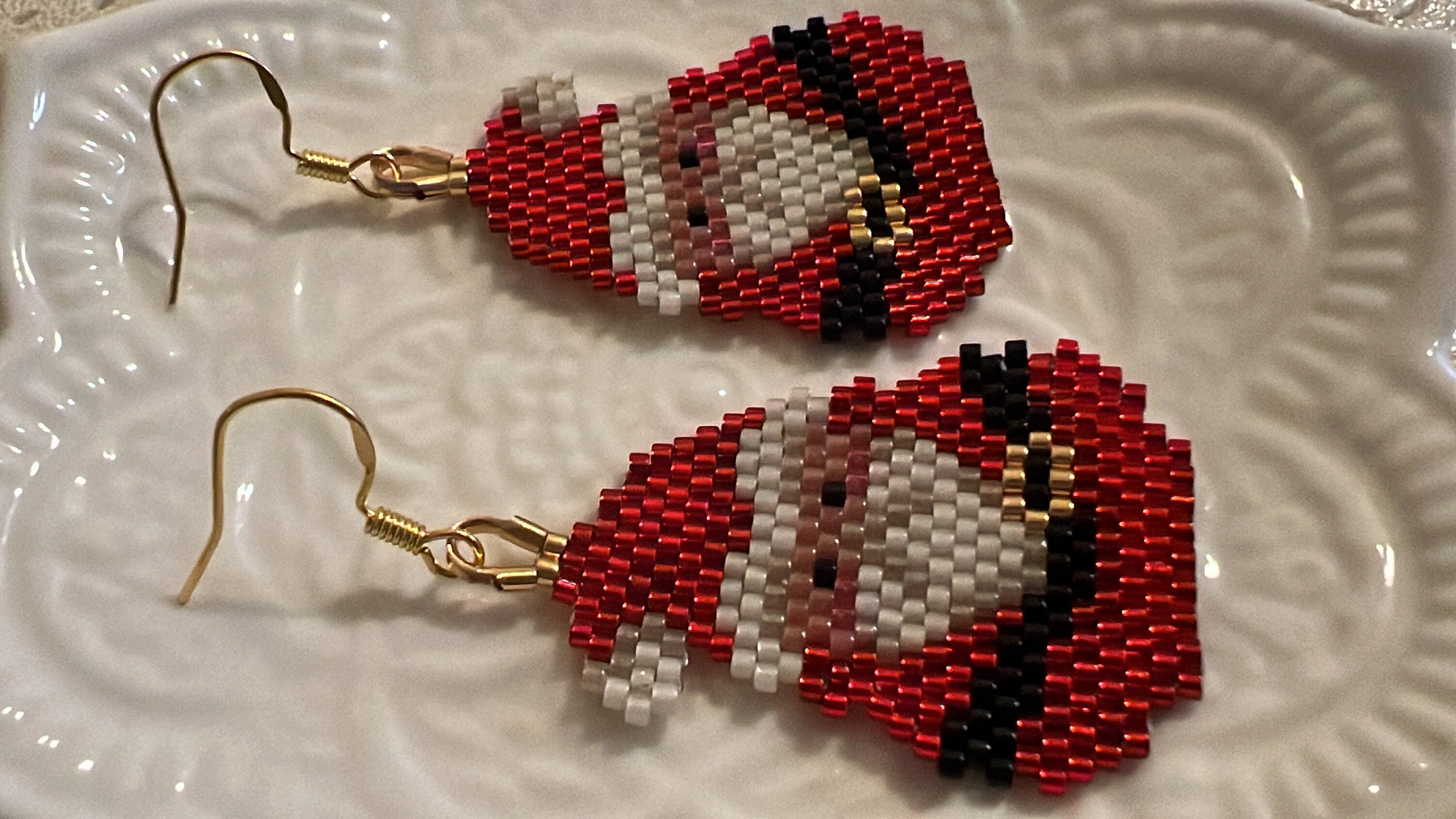 Santa Claus Christmas Xmas Pattern Brick Stitch Earrings With Sterling ...