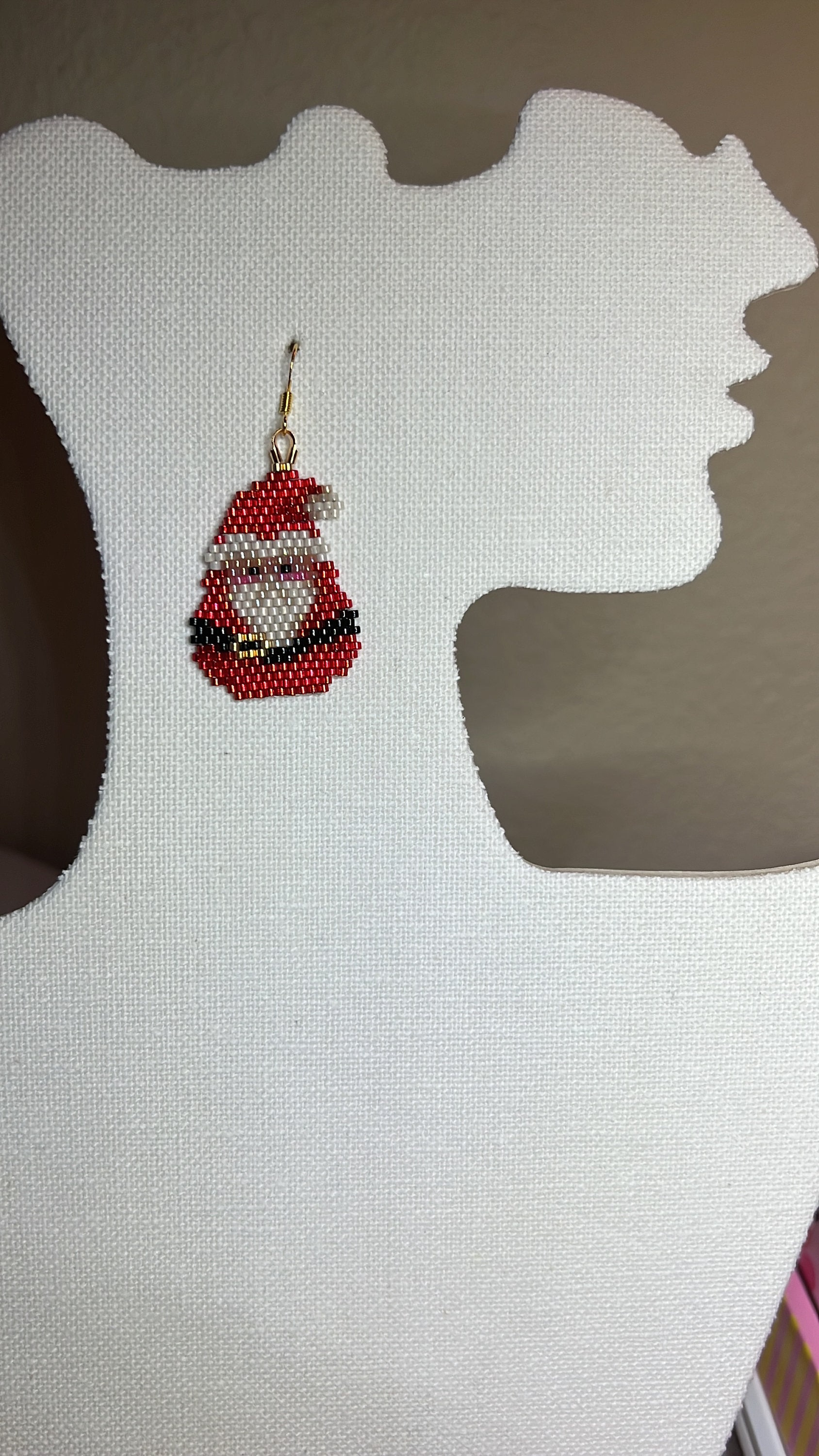 Santa Claus Christmas Xmas Pattern Brick Stitch Earrings With Sterling ...