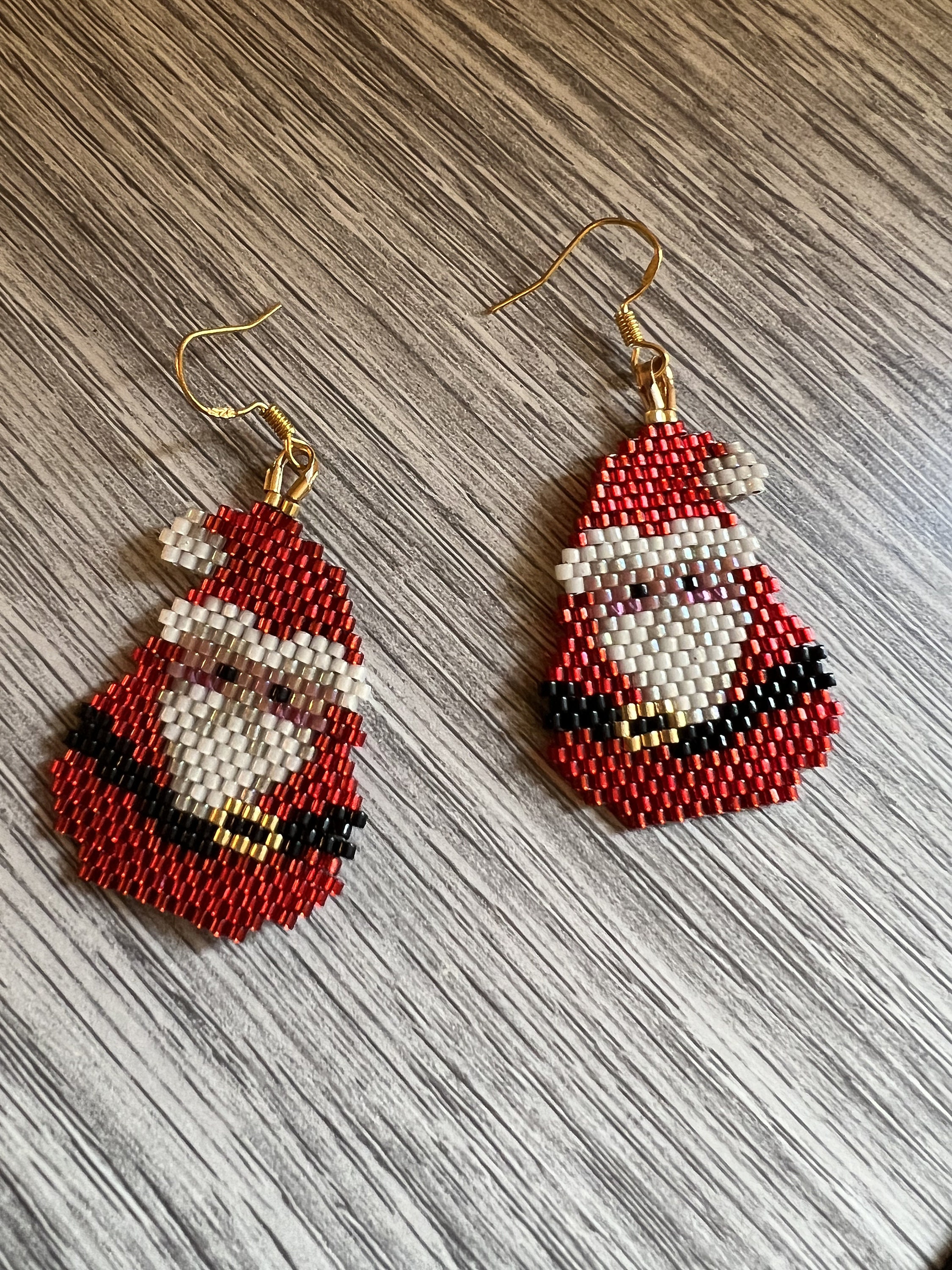 Santa Claus Christmas Xmas Pattern Brick Stitch Earrings With Sterling ...