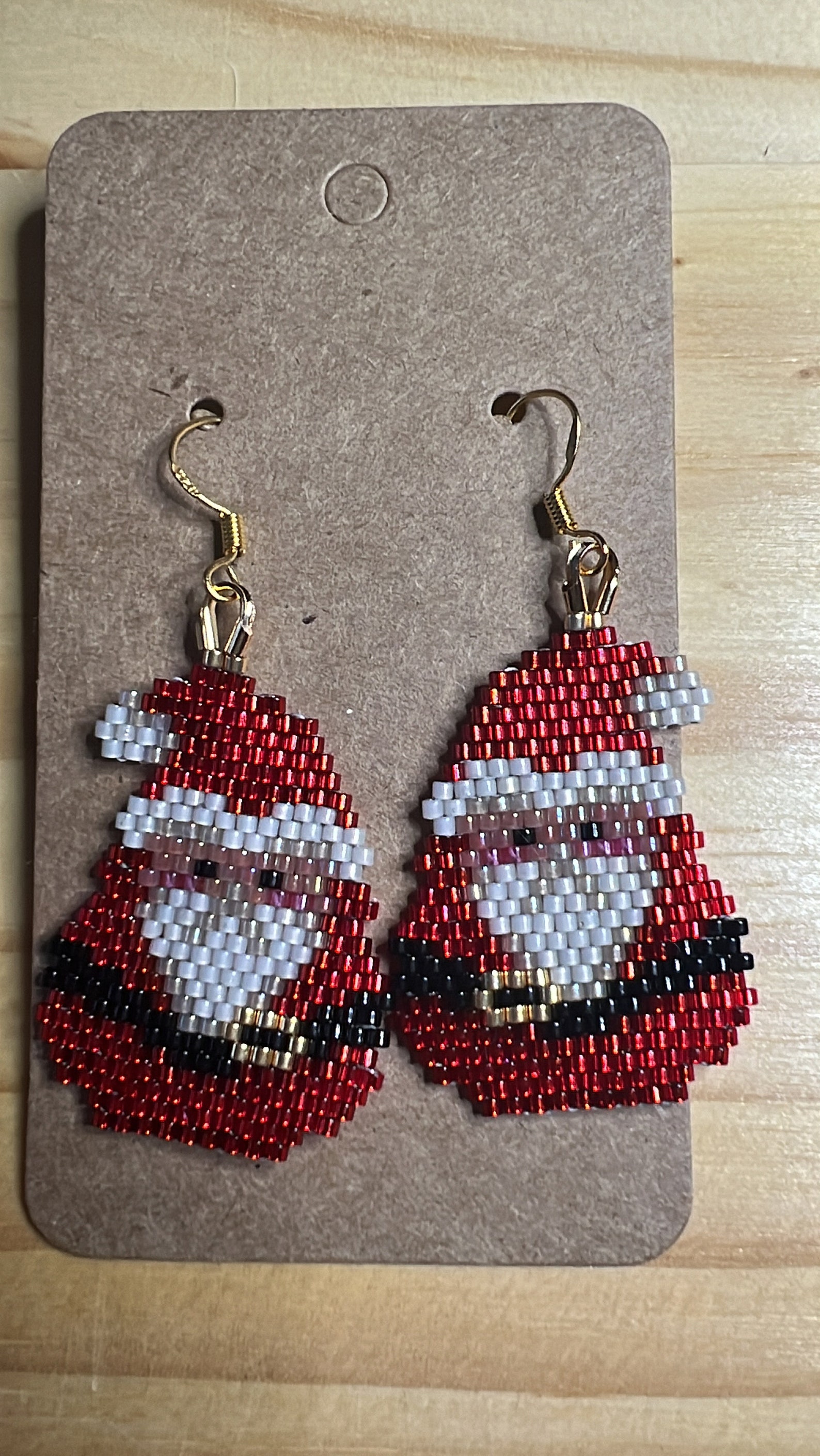 Santa Claus Christmas Xmas Pattern Brick Stitch Earrings With Sterling ...
