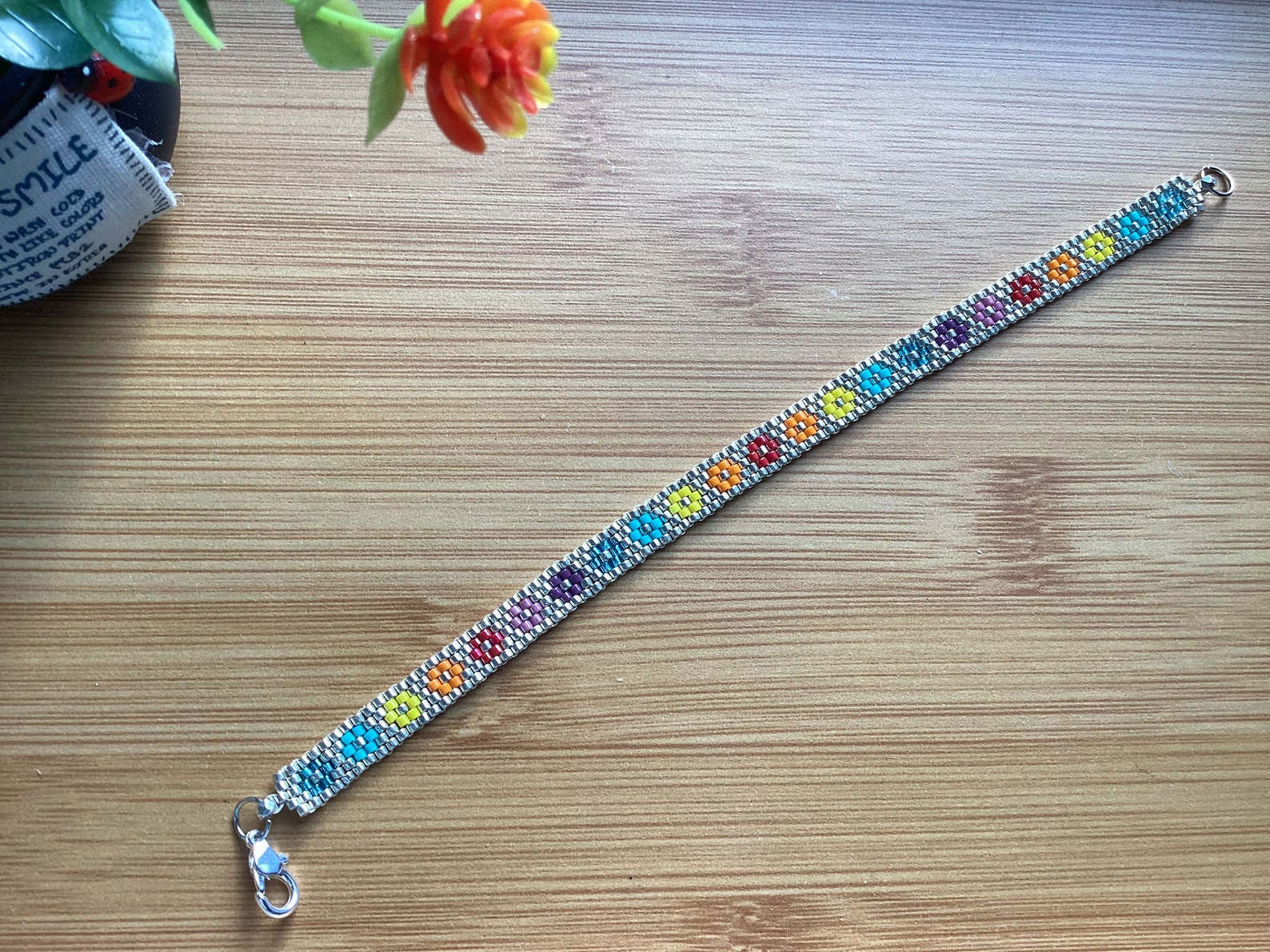 Beaded Miyuki Daisy Colorful Rainbow Handmade Bracelet - Etsy