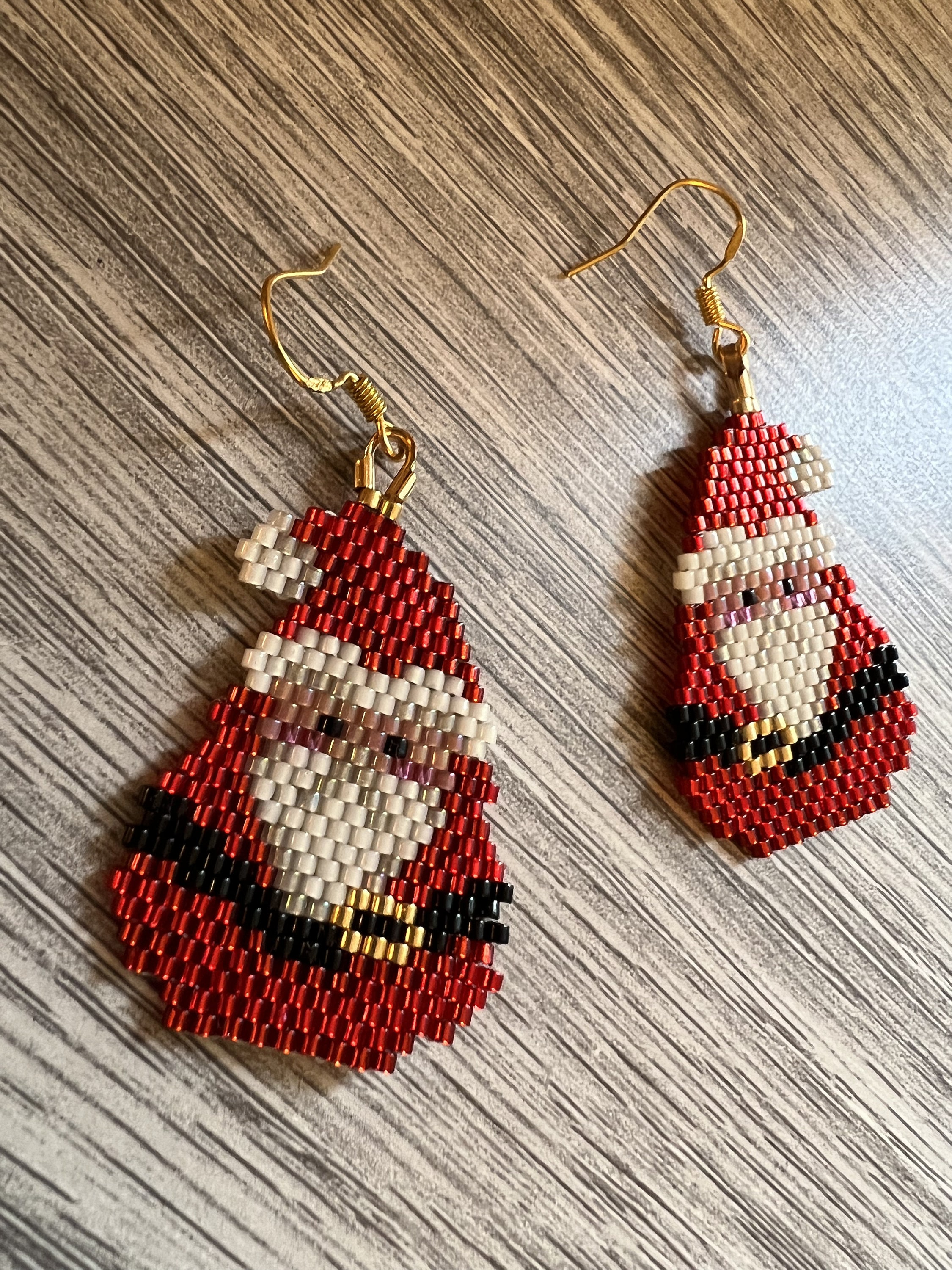 Santa Claus Christmas Xmas Pattern Brick Stitch Earrings With Sterling ...