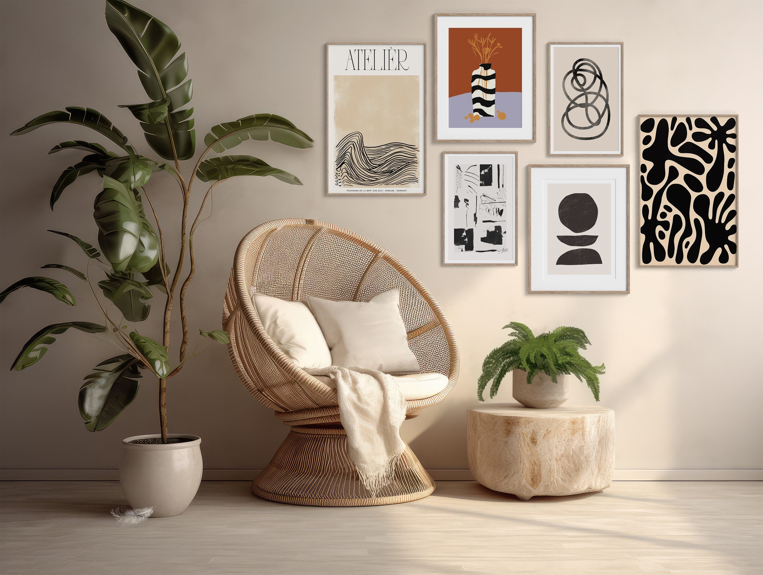 Neutral Eclectic Gallery Wall Printable Art Curated Vibrant - Etsy