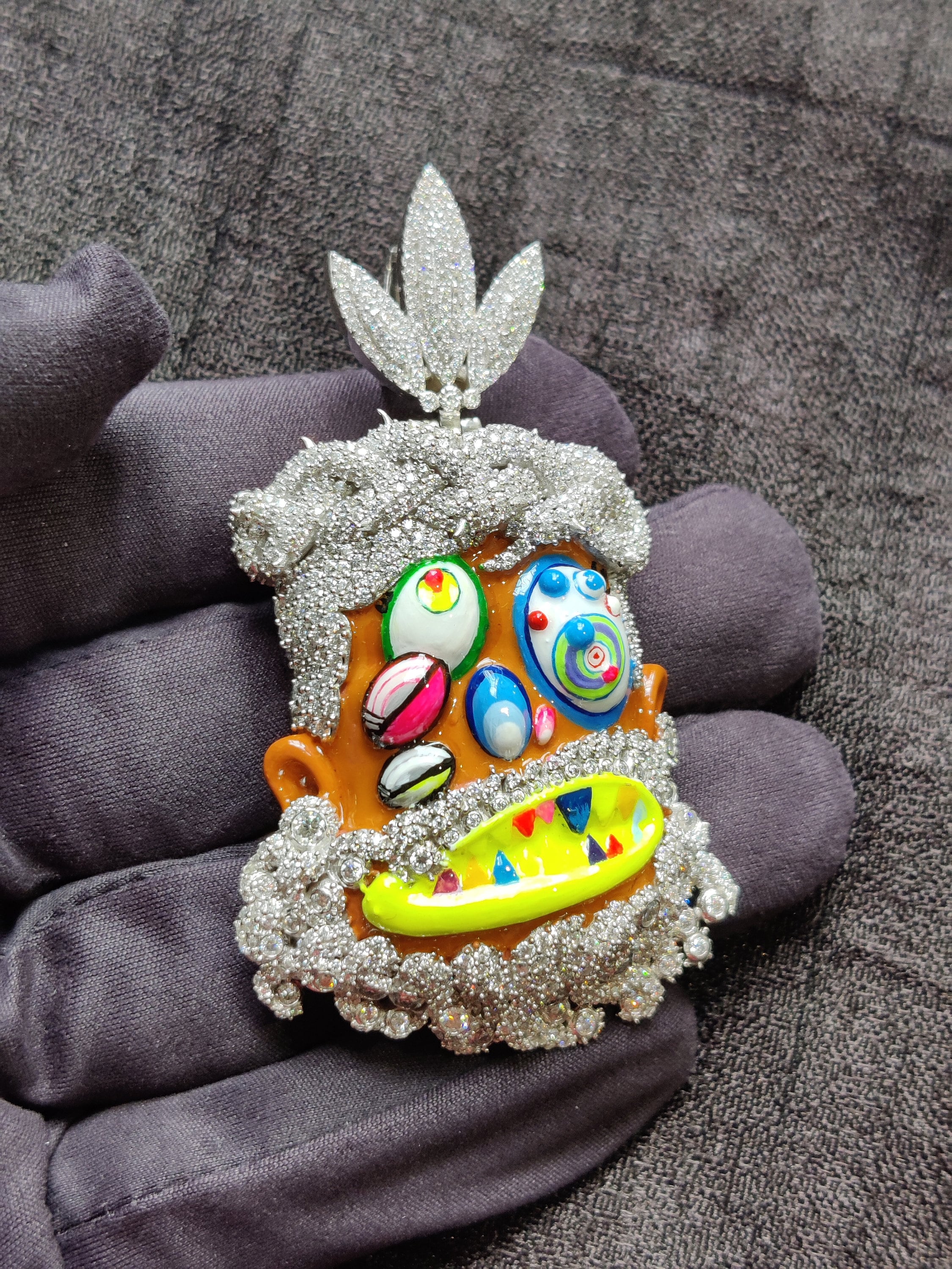 Customized Iced Out Cartoon Jesus Pendant, Silver CZ/ Moissanite ...