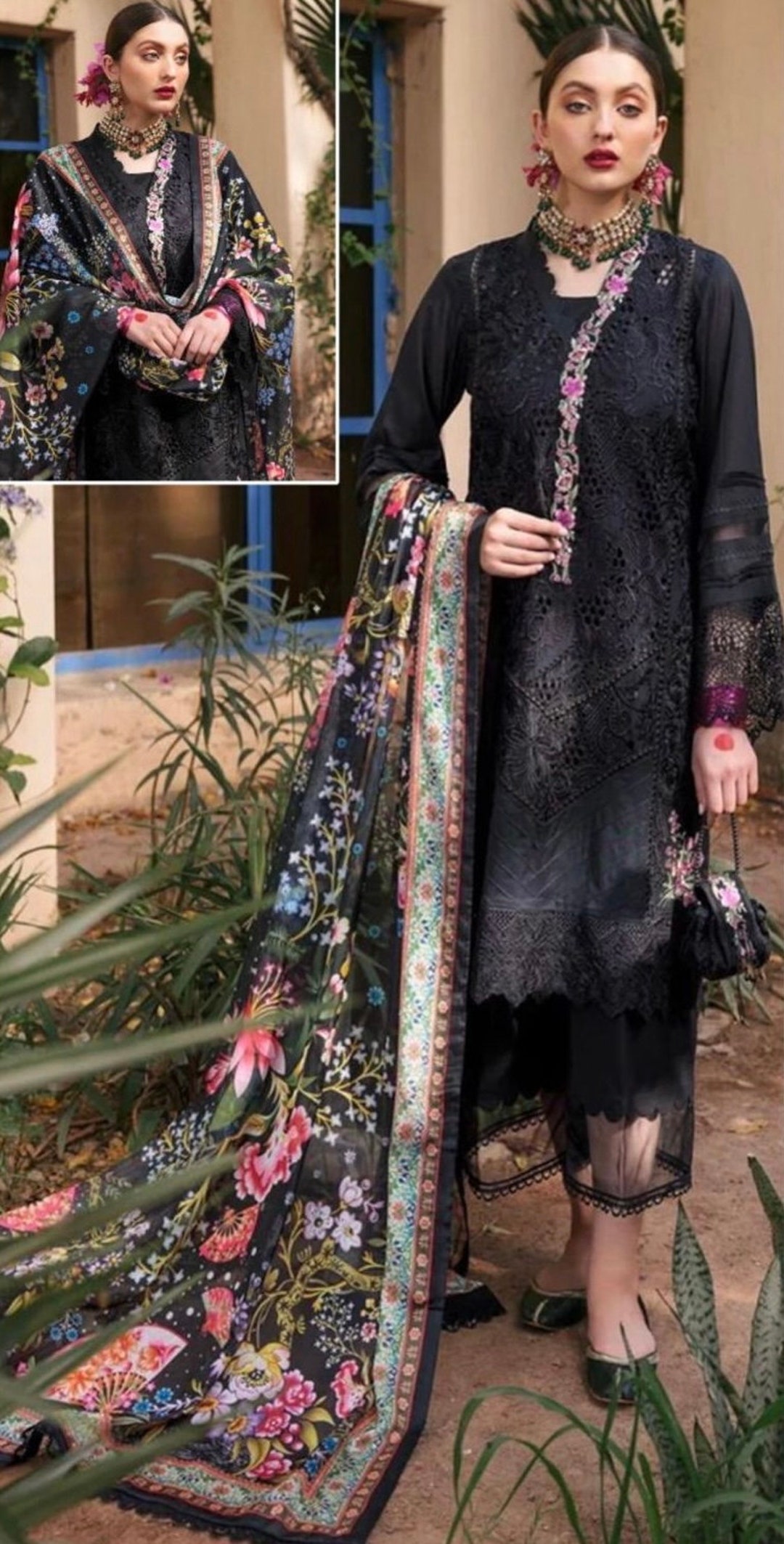 Pakistani Dress Designer Dress Eid Dress Cotton Chikan Kari Embroidered ...
