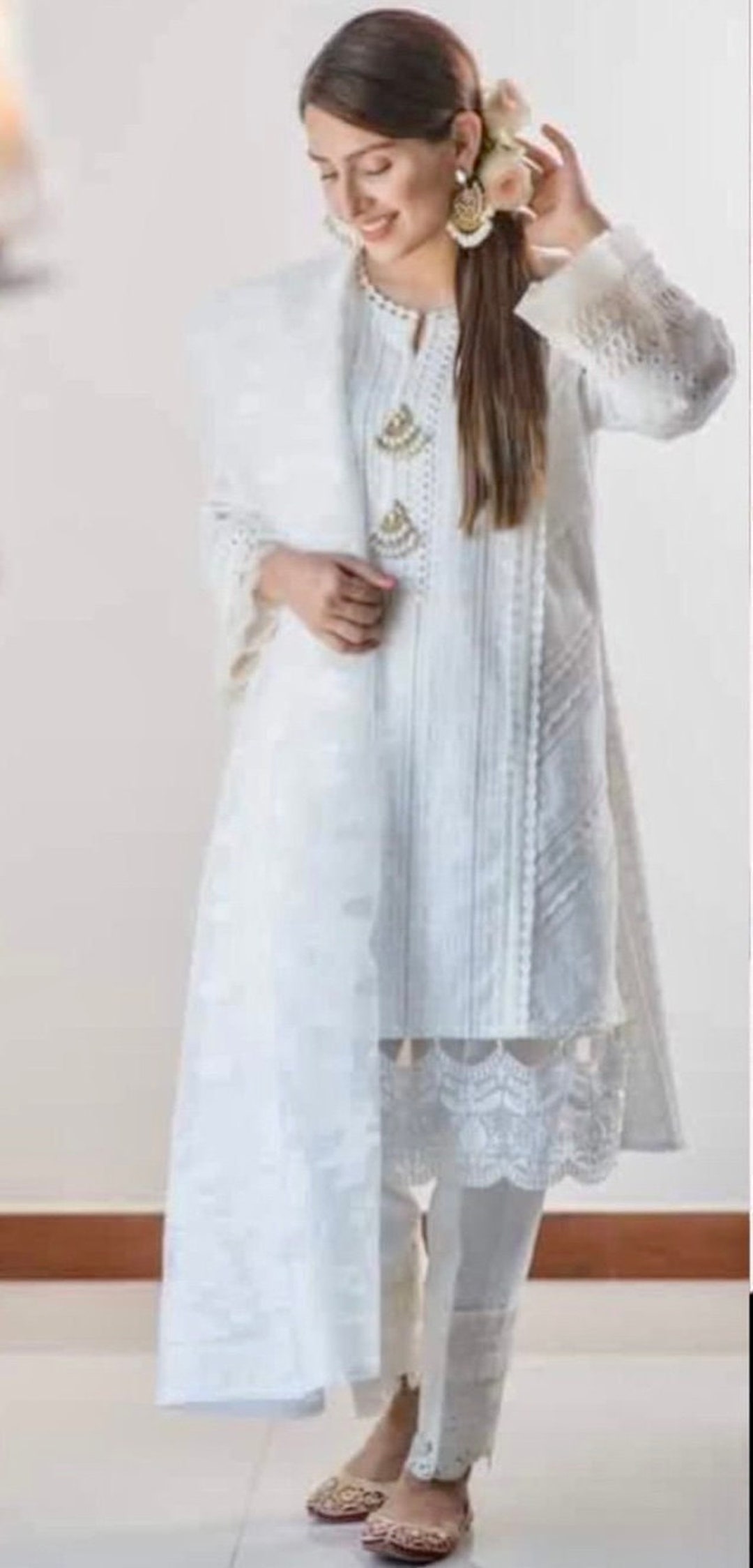 Maria B Pakistani Dress Eid Dress Party Wear Cotton Chikan - Etsy