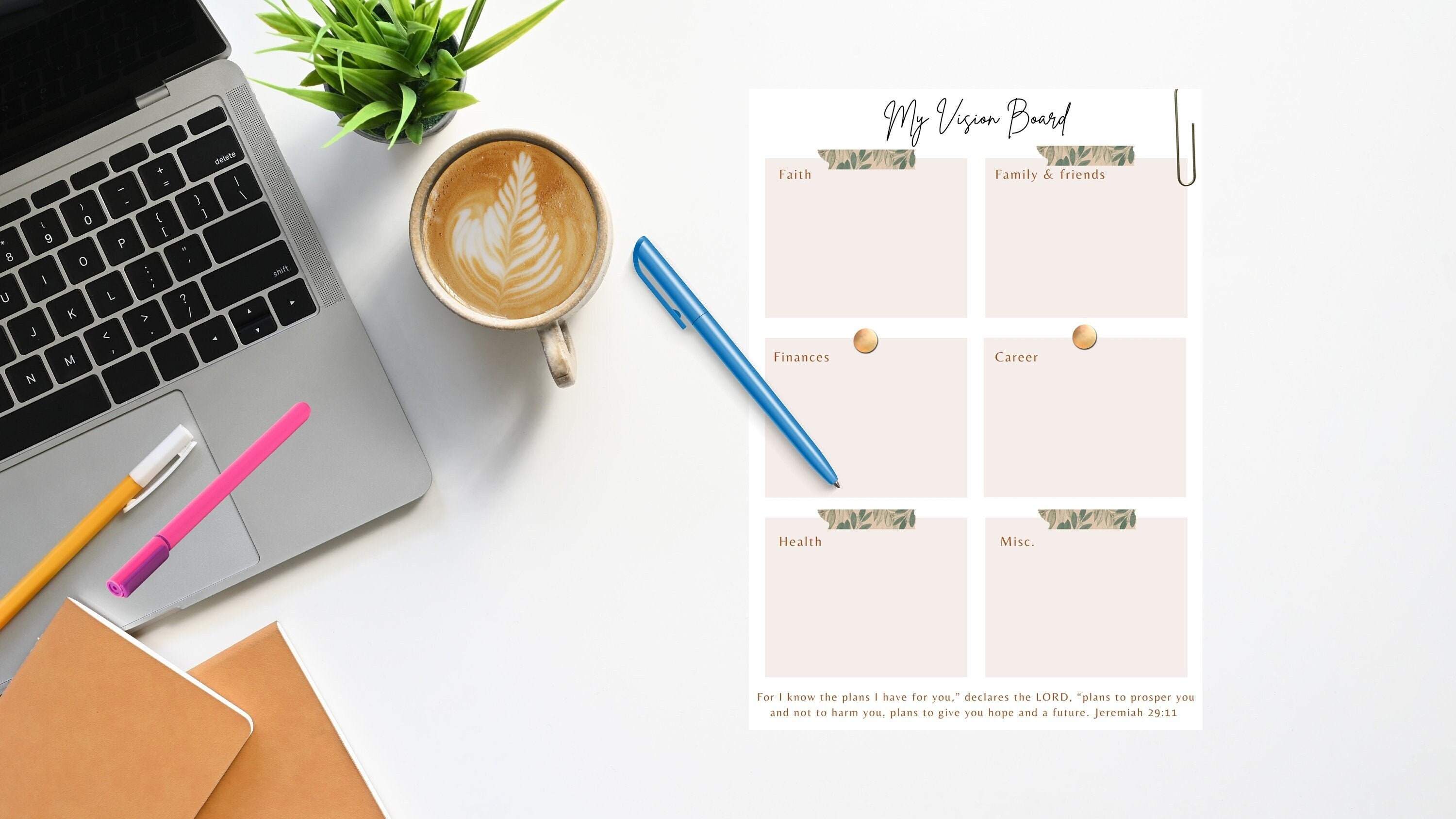 Minimalist Vision Board Template, Digital Vision Board, Printable ...