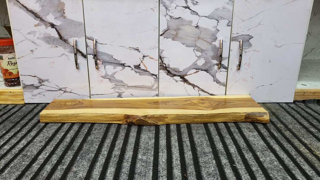 Handmade Live Edge Shelf,curly Live Floating Live Edge Shelf,solid Wood ...