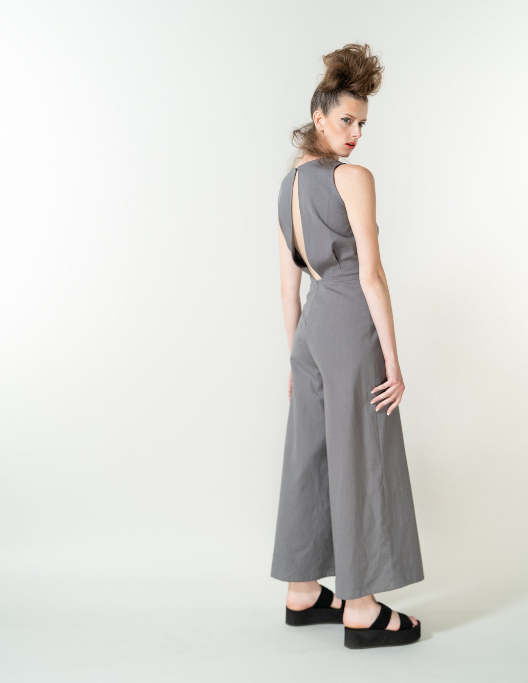 Dana Pallazo Wide Leg Pantsuit in Grey - Etsy