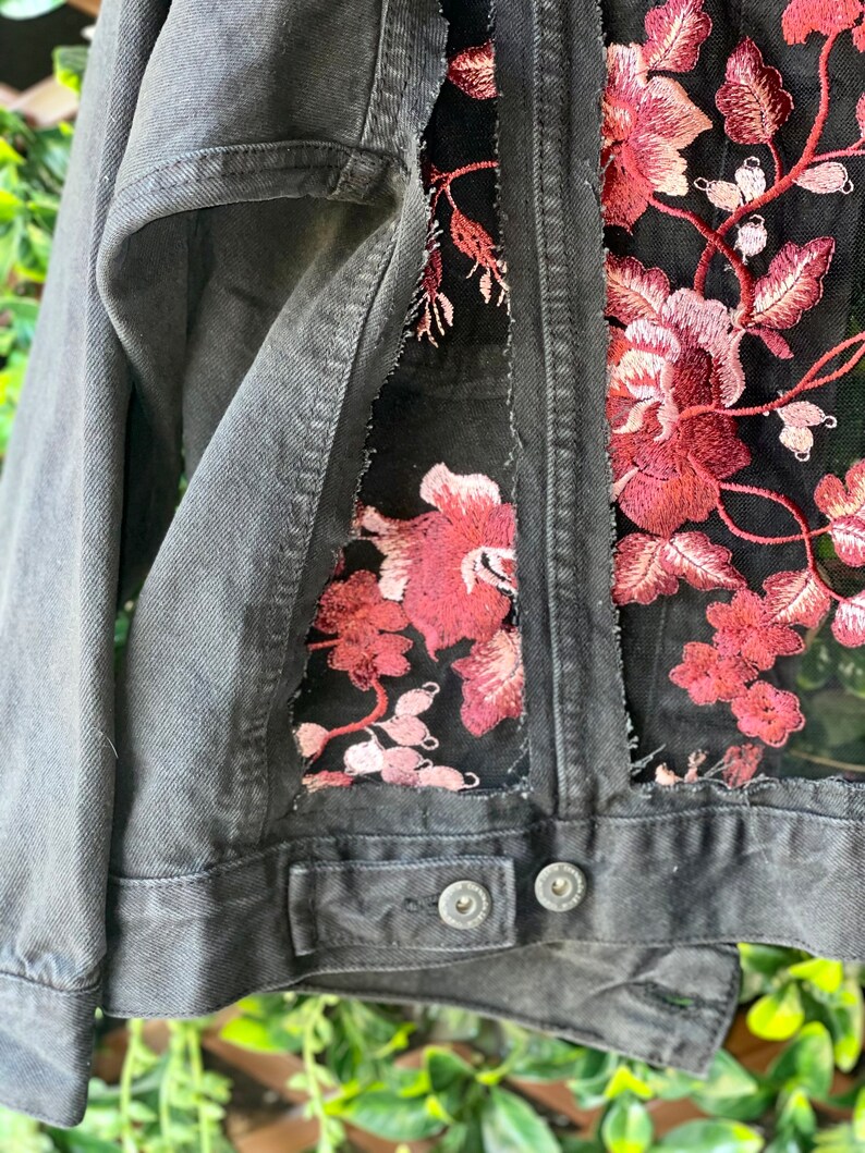 Boho Oversized Sheer Lace Denim Jacket - Etsy