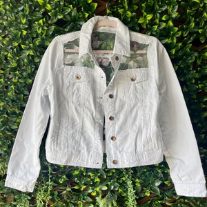 Boho Cropped Sheer Floral Lace Embroidered Denim Jacket - Etsy