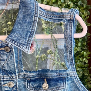 Boho Sheer Embroidered Denim Vest - Etsy