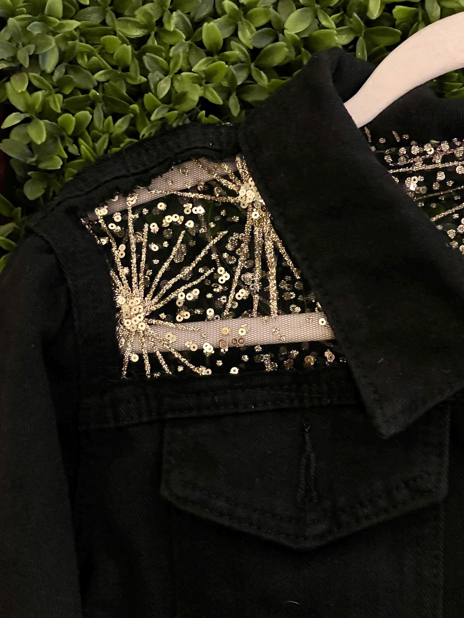 Boho Oversized Sheer Glitter Embroidered Black Denim Jacket - Etsy