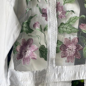 Boho Cropped Sheer Floral Lace Embroidered Denim Jacket - Etsy