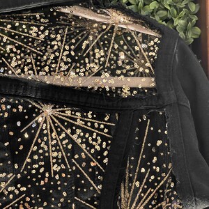 Boho Oversized Sheer Glitter Embroidered Black Denim Jacket - Etsy
