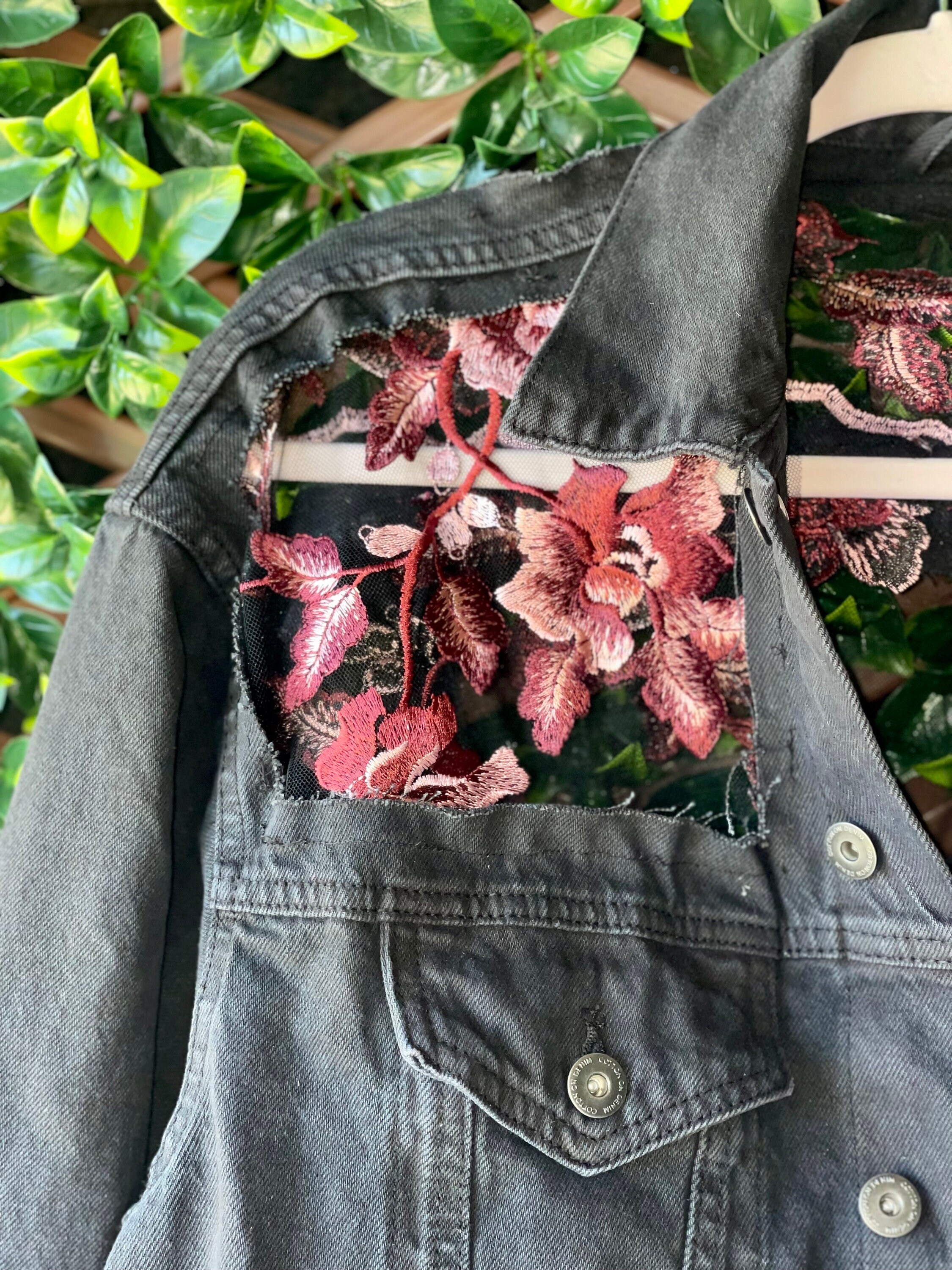 Boho Oversized Sheer Lace Denim Jacket - Etsy