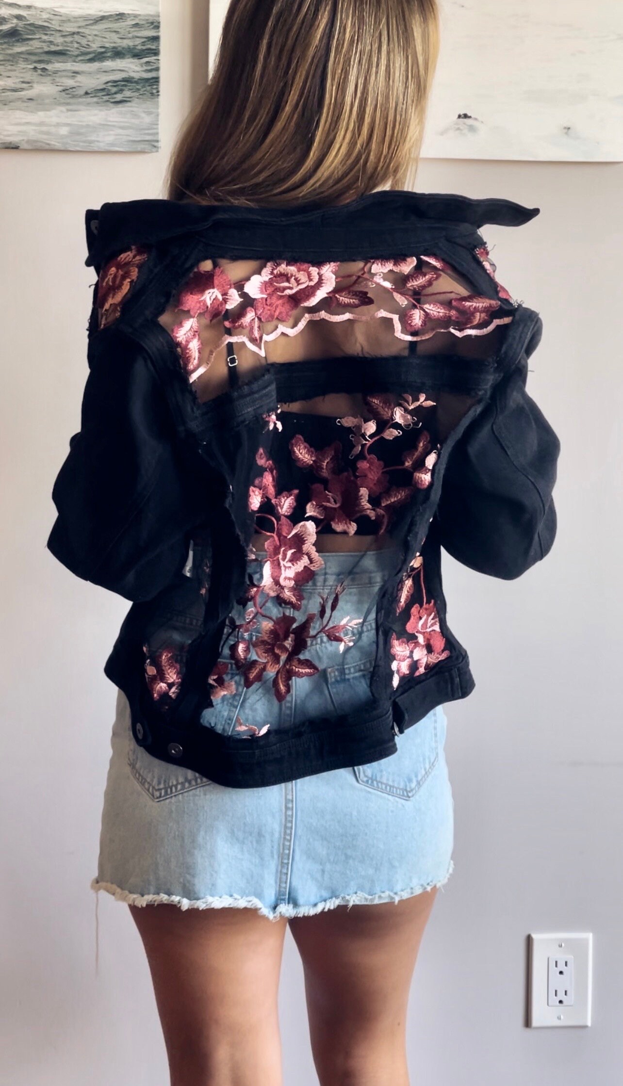 Boho Oversized Sheer Lace Denim Jacket - Etsy