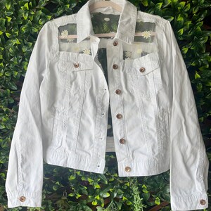 Boho Cropped Sheer Daisy Embroidered Lace Denim Jacket - Etsy