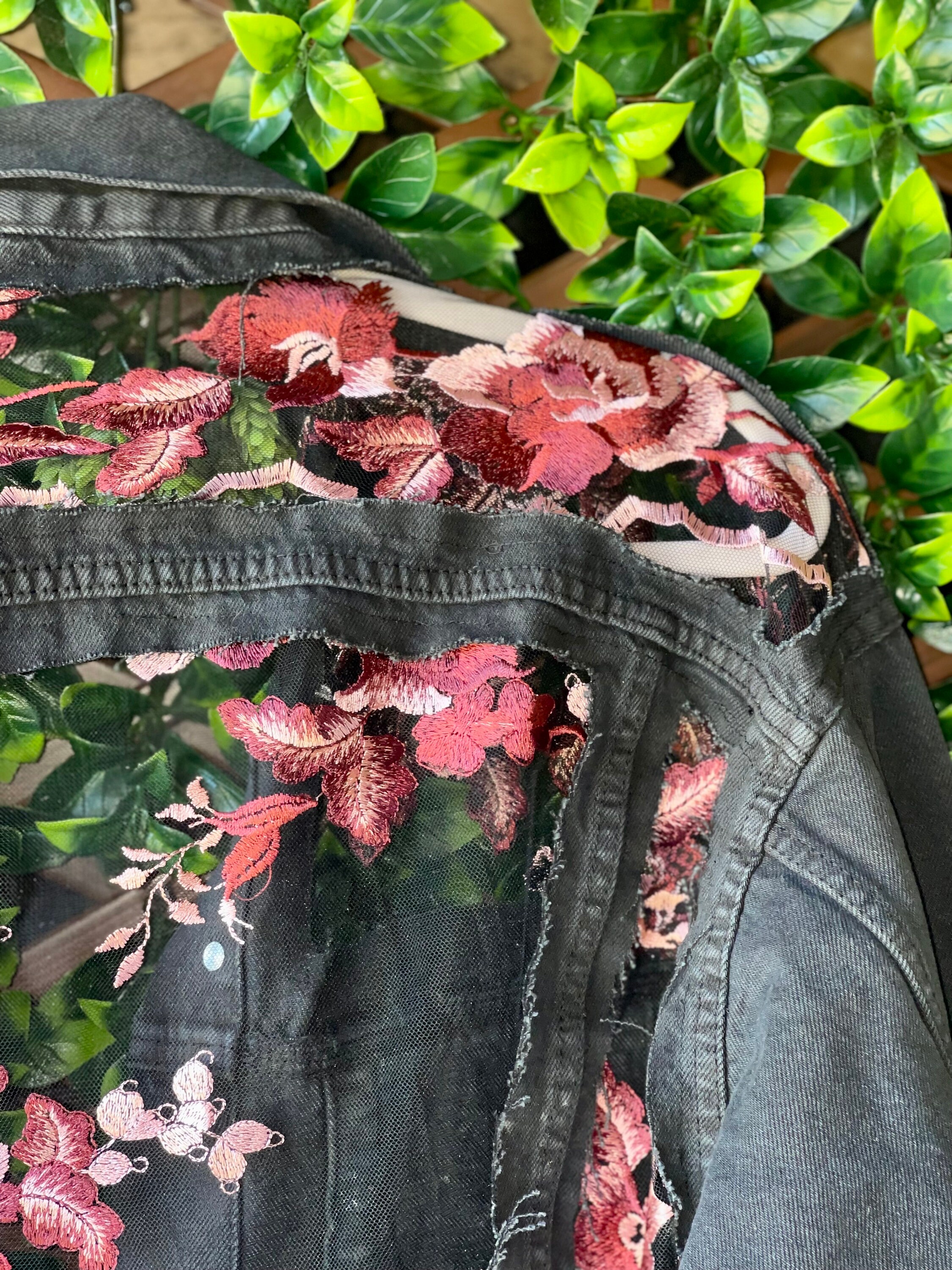 Boho Oversized Sheer Lace Denim Jacket - Etsy