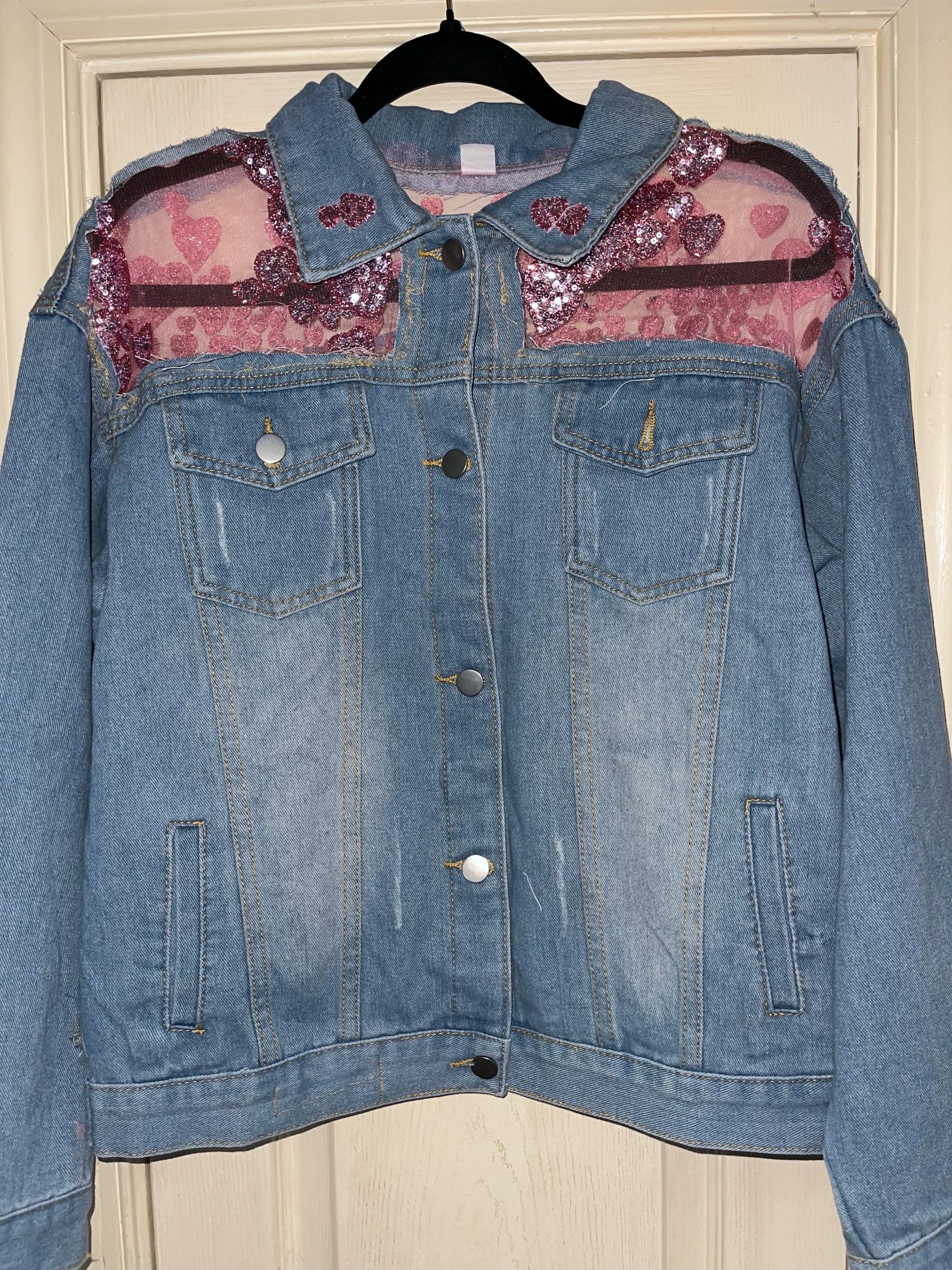 Valentine’s Day Sequin Heart Embroidered Denim Jacket - Etsy