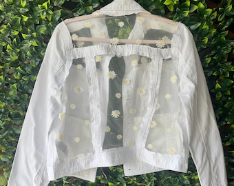 Boho Oversized Sheer Lace Denim Jacket - Etsy