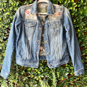 Boho Oversized Sheer Lace Embroidered Denim Jacket - Etsy