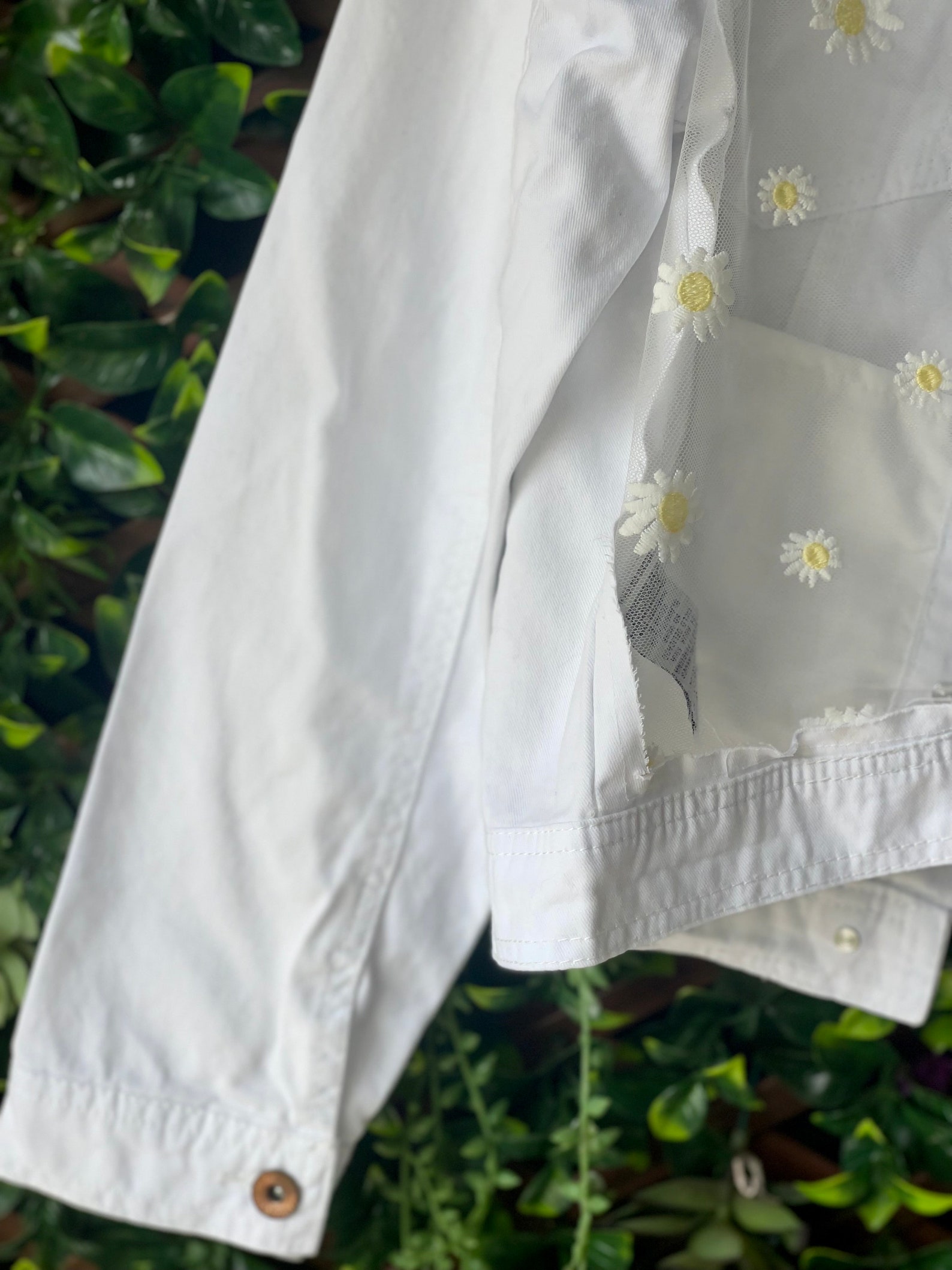 Boho Cropped Sheer Daisy Embroidered Lace Denim Jacket - Etsy