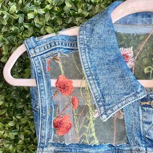 Boho Sheer Embroidered Denim Vest - Etsy