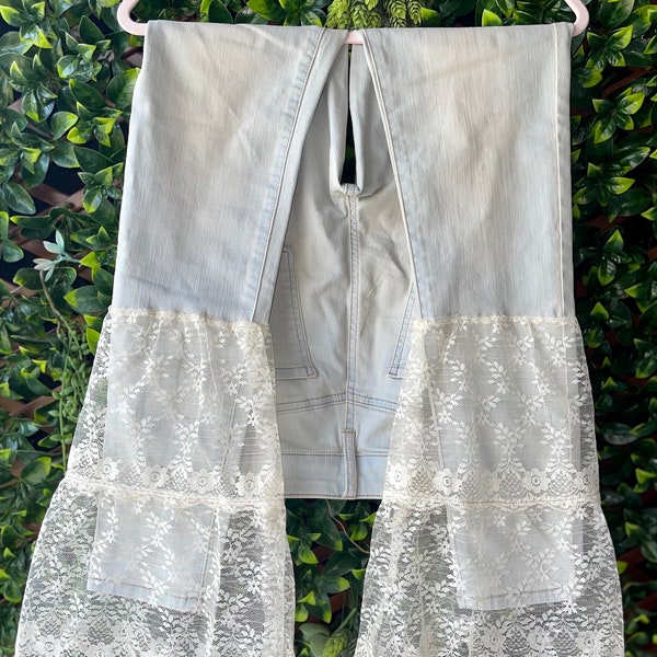 Jeans With Lace Etsy