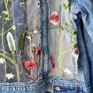 Boho Oversized Sheer Lace Embroidered Denim Jacket - Etsy New Zealand
