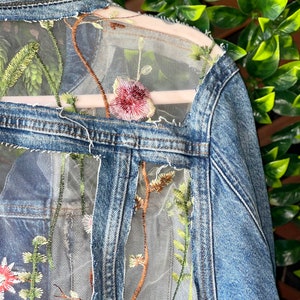 Boho Oversized Sheer Lace Embroidered Denim Jacket - Etsy New Zealand
