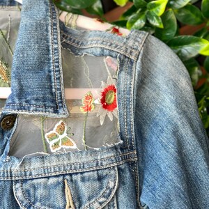 Boho Oversized Sheer Lace Embroidered Denim Jacket - Etsy