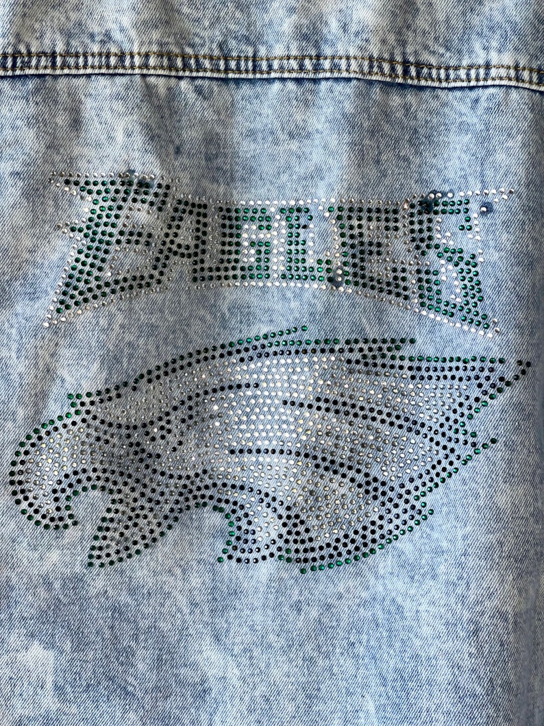 Oversized Philadelphia Eagles Rhinestone Denim Jacket - Etsy