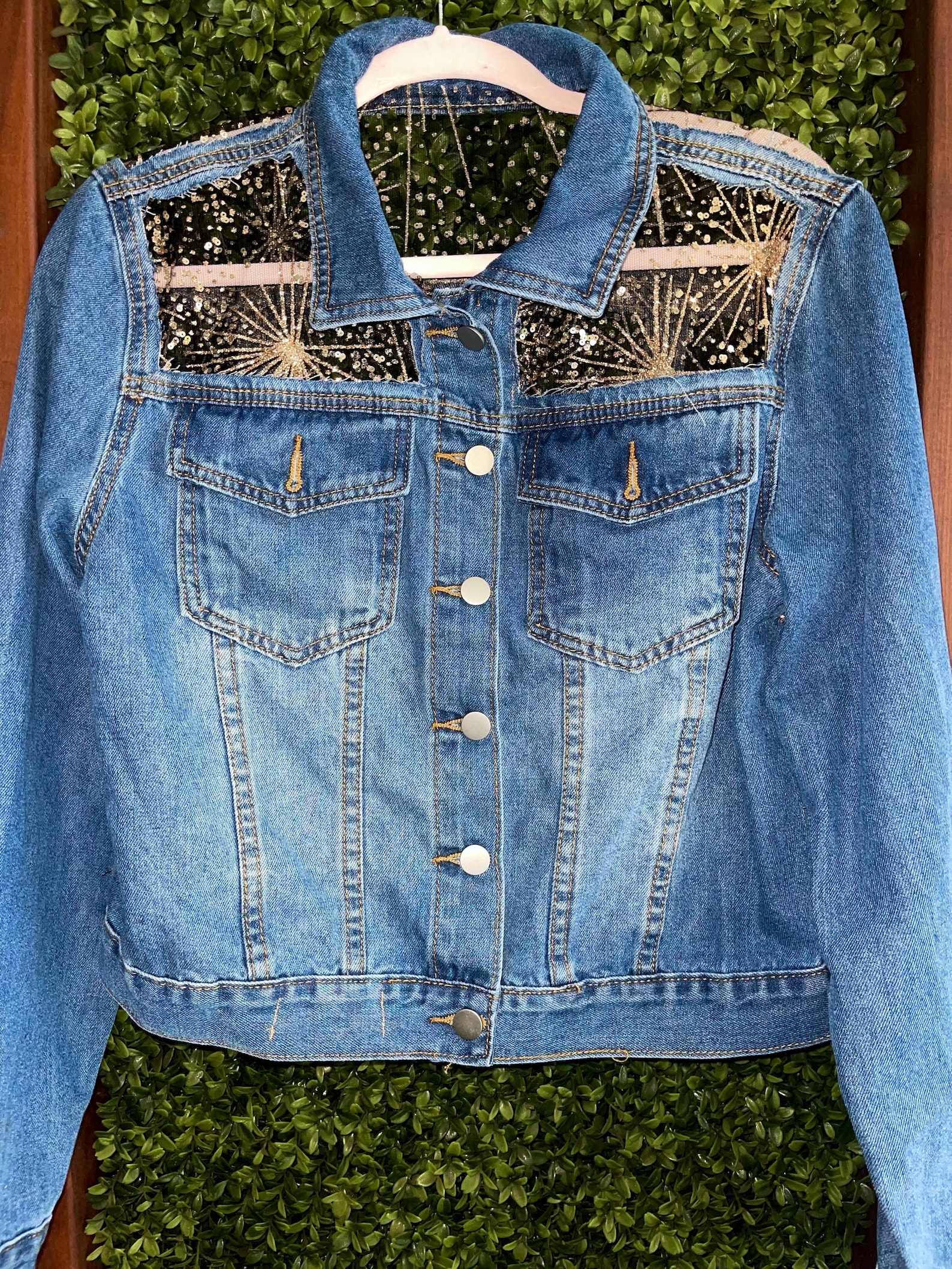 Boho Cropped Sheer Glitter Denim Jacket - Etsy