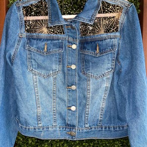 Boho Cropped Sheer Glitter Denim Jacket - Etsy