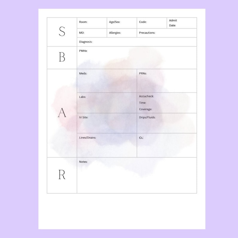 SBAR Nurse Report Sheet - Etsy
