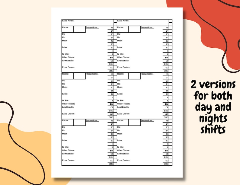 6 Patient Nurse Brain Report Sheet Day and Night Shift - Etsy