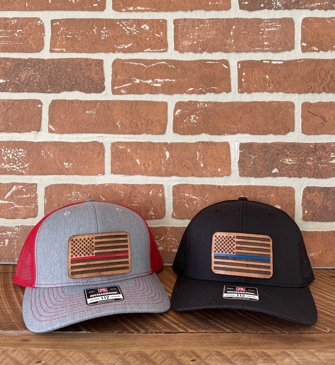 THIN RED LINE Leather Patch Hat Gift for Firefighter - Etsy