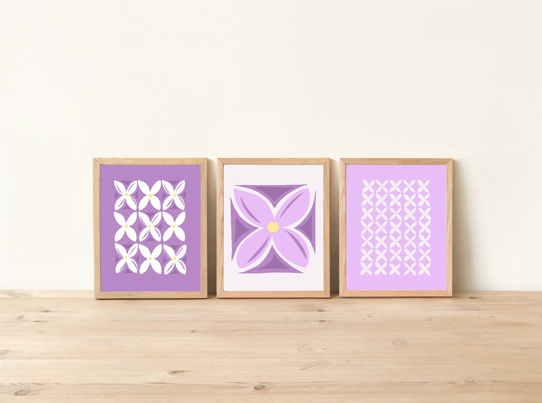 Heilala and Tongan Pattern Modern Art - Purple, Lavender and White - Etsy