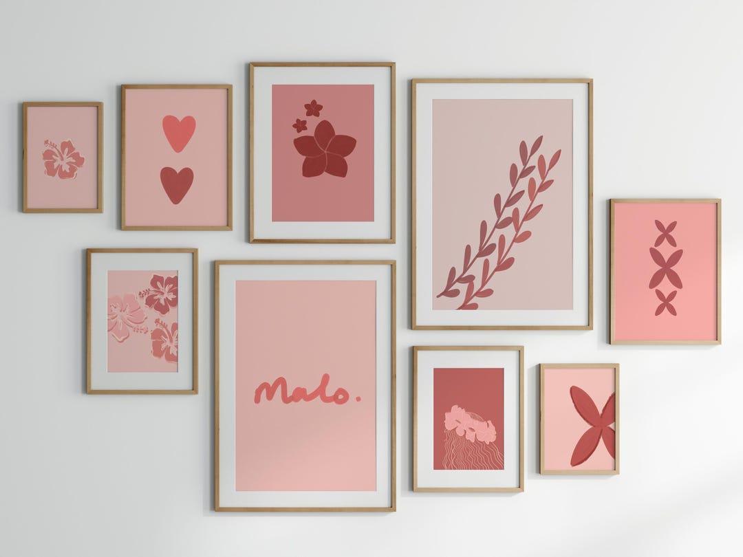 Polynesian Art Print: Pink & Red Pacific Island Pattern (digital ...