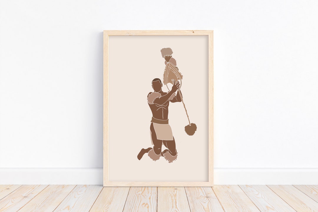 Fijian Boy Dance Art Print | Beige Pacific Island Decor (digital ...