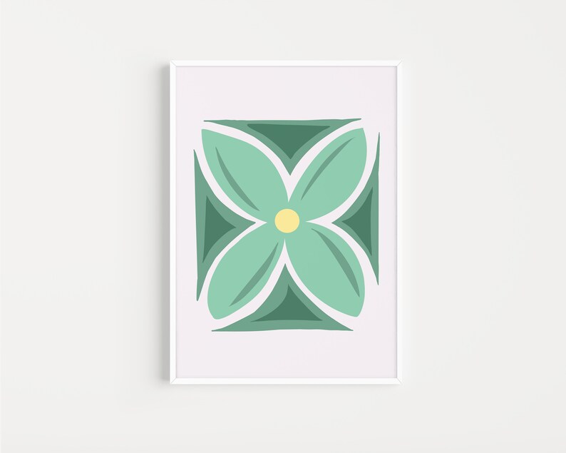 Heilala and Tongan Pattern Modern Art - Green, Mint, White - Etsy