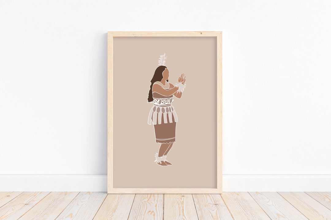 Tongan Dancer Print: Beige Pacific Island Art (digital Download) - Etsy
