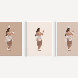 Tongan Dancer Print: Beige Pacific Island Art (digital Download) - Etsy