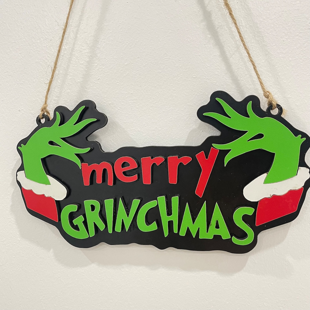 Merry Grinchmas Door Sign Grinch Door Sign Merry Christmas - Etsy