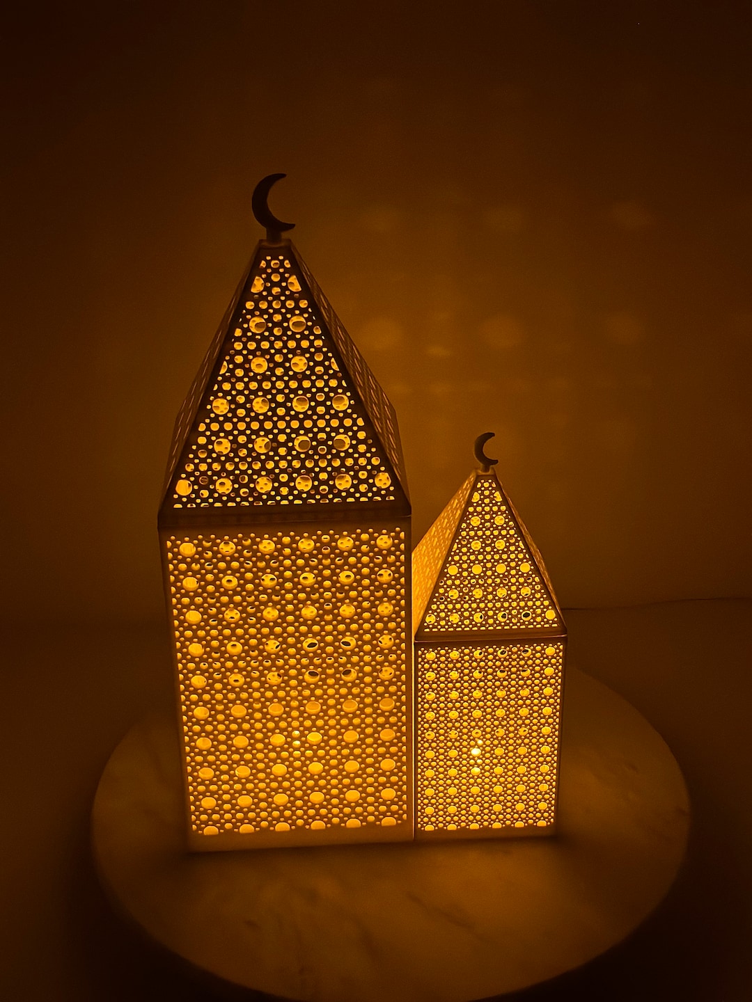 Modern 3D Fanoos Ramadan Islamic Lantern W/ Flicking Flame Tea Light ...